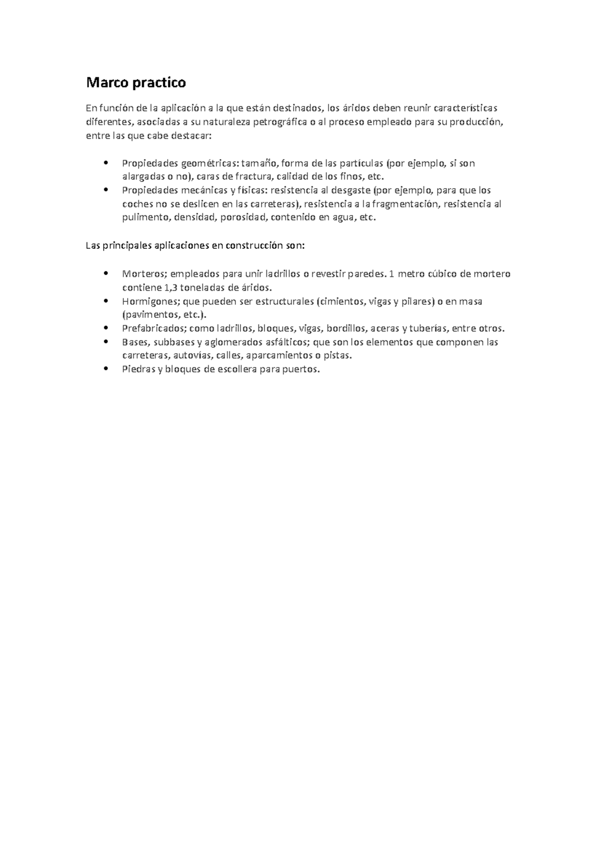 Lab materiales de construccion - Marco practico En función de la ...