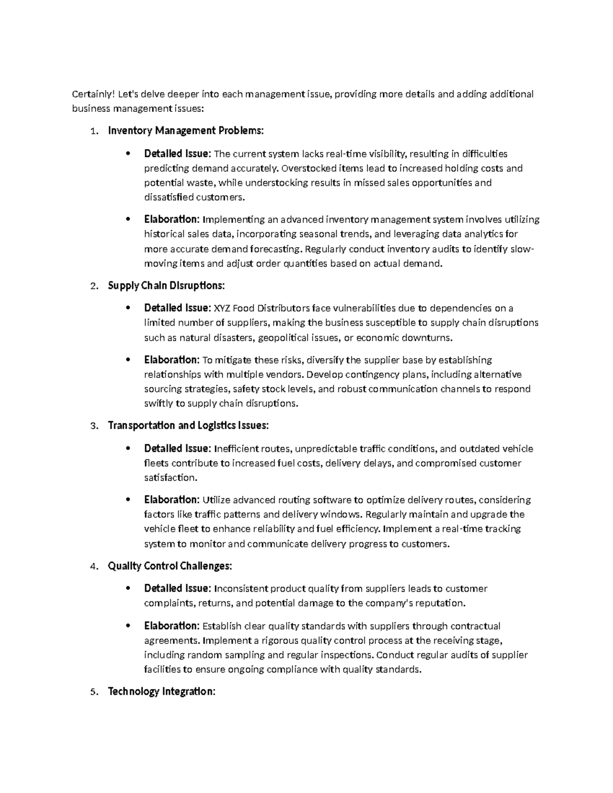 Management - Certainly! Let's delve deeper into each management issue ...