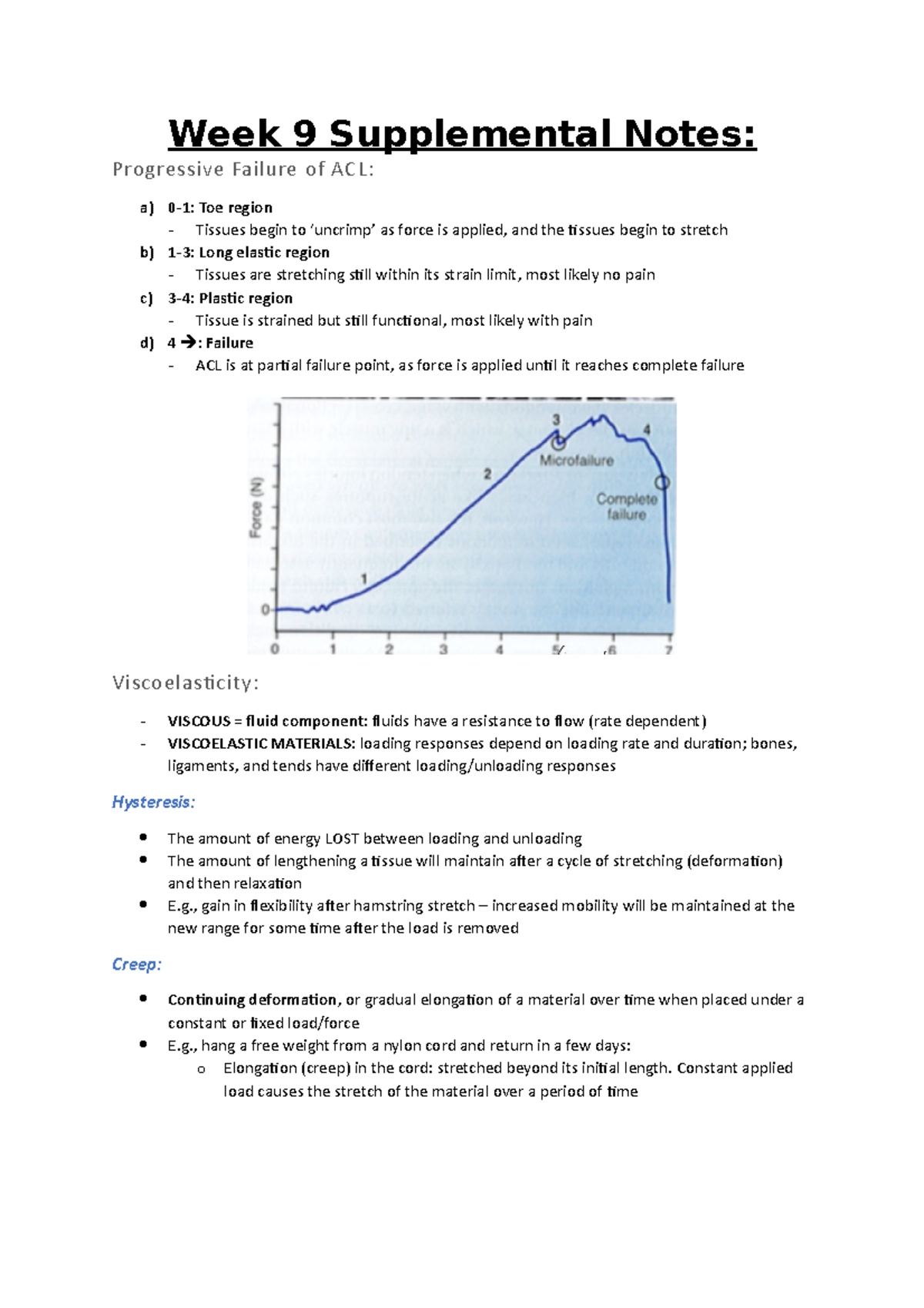 Lecture 9; Injury Mechanics - Week 9 Supplemental Notes: Progressive ...