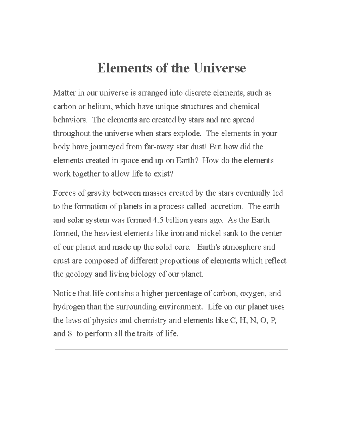 Learning Module 2 Chemistry Basics - Elements of the Universe Matter in ...