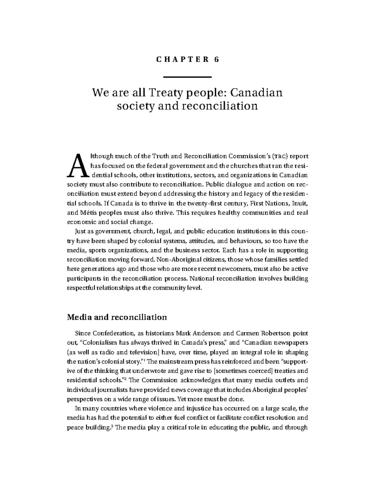 Truth and Reconciliation Commission-Chapter 6 - C H A P T E R 6 We are ...