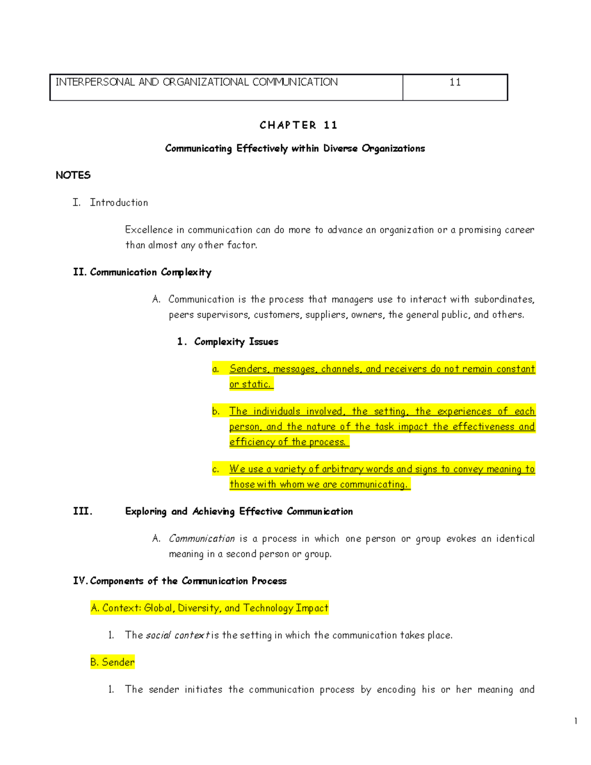 CH11- Summary FOR Students - INTERPERSONAL AND ORGANIZATIONAL ...