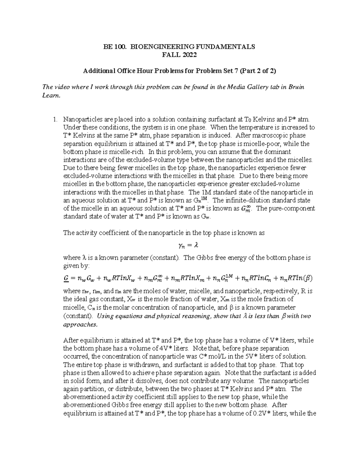 Bioengineering 100 - Office hours for problem set 7 (part 2 of 2 ...