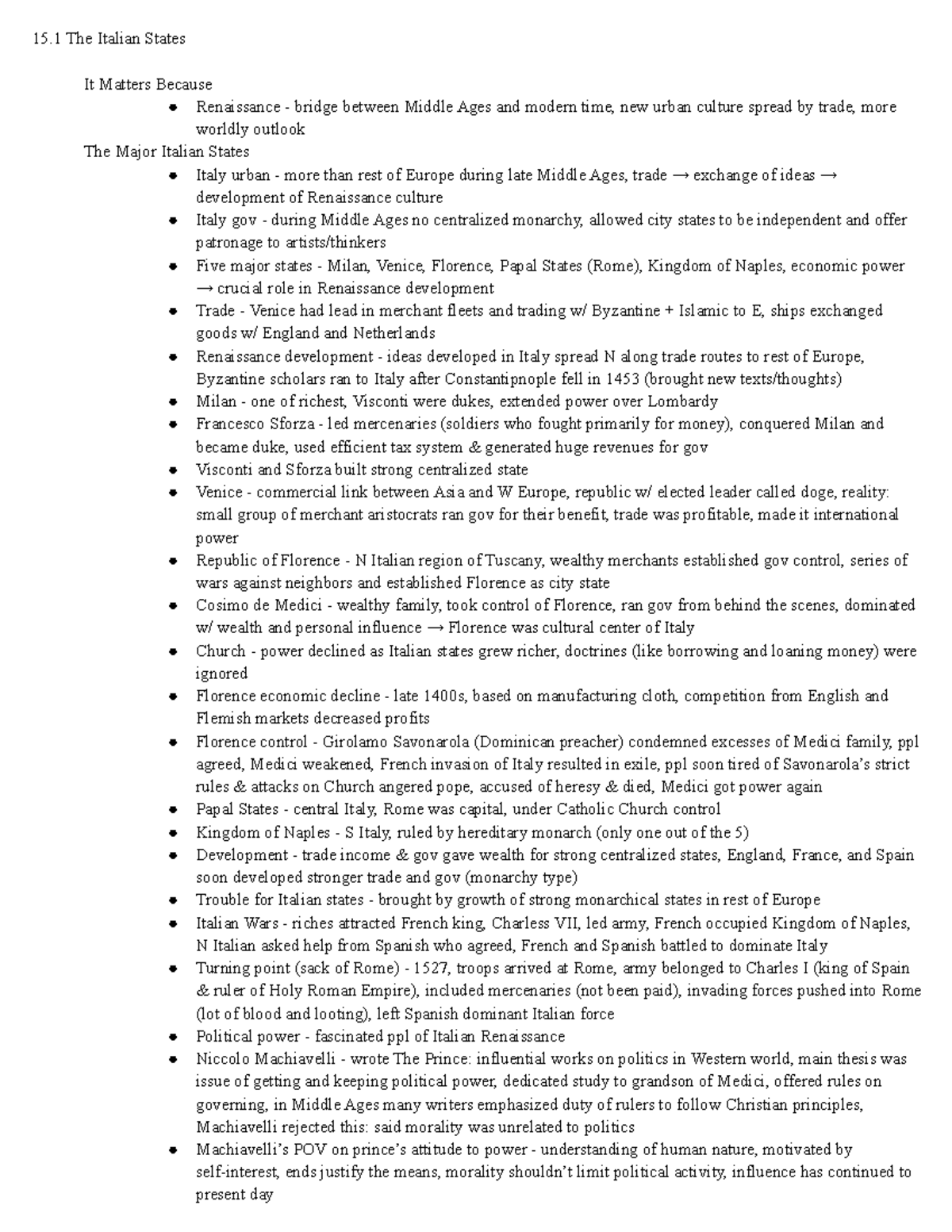 Unit 6 Notes - 15 The Italian States It Matters Because Renaissance ...