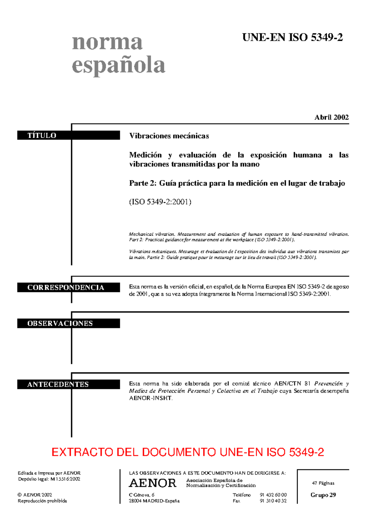 (EX)UNE-EN ISO 5349-2=2002 - UNE-EN ISO 5349- norma española Abril 2002 ...