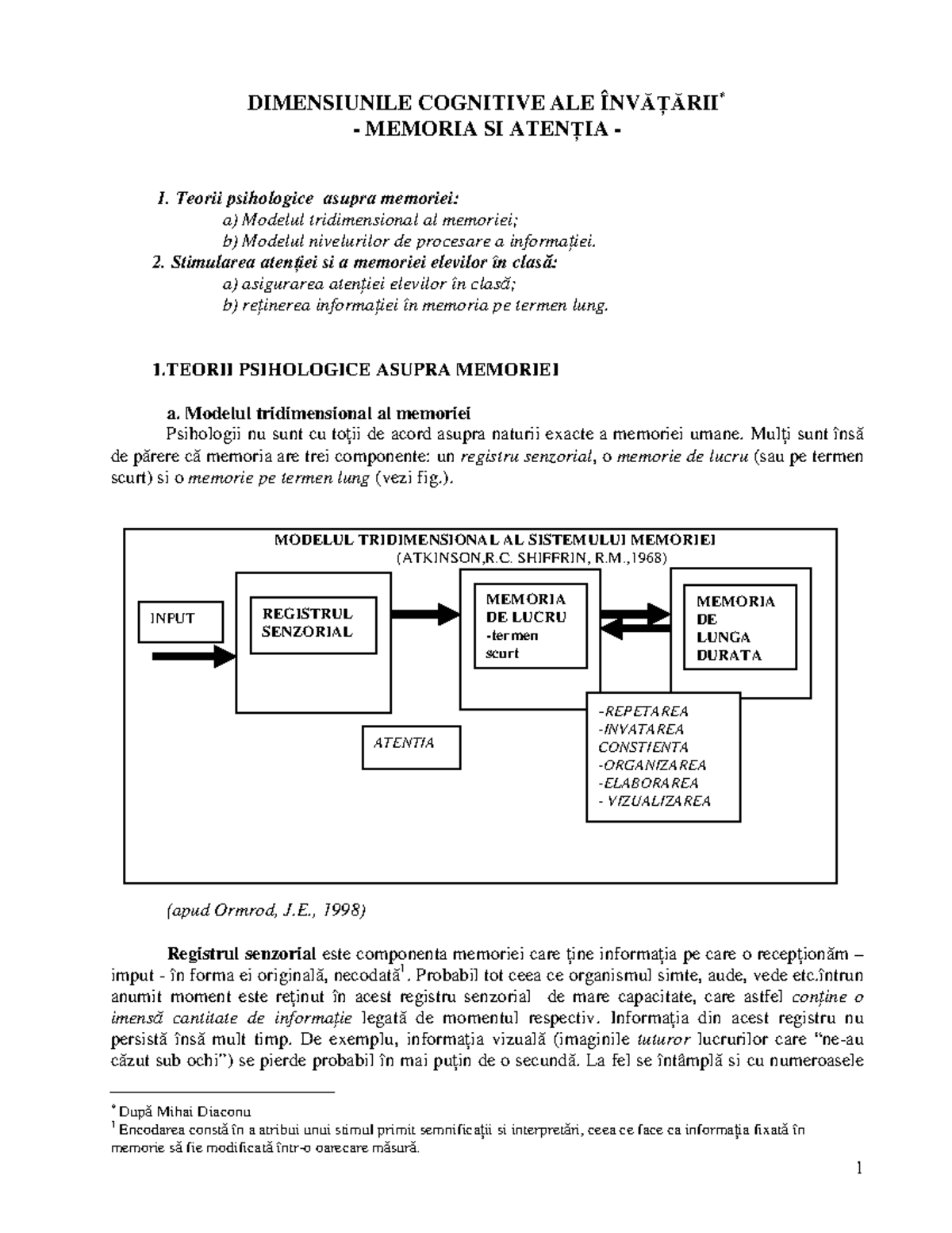 Curs 5 Factorii Cognitivi AI Invatarii - DIMENSIUNILE COGNITIVE ALE ÎNV ...