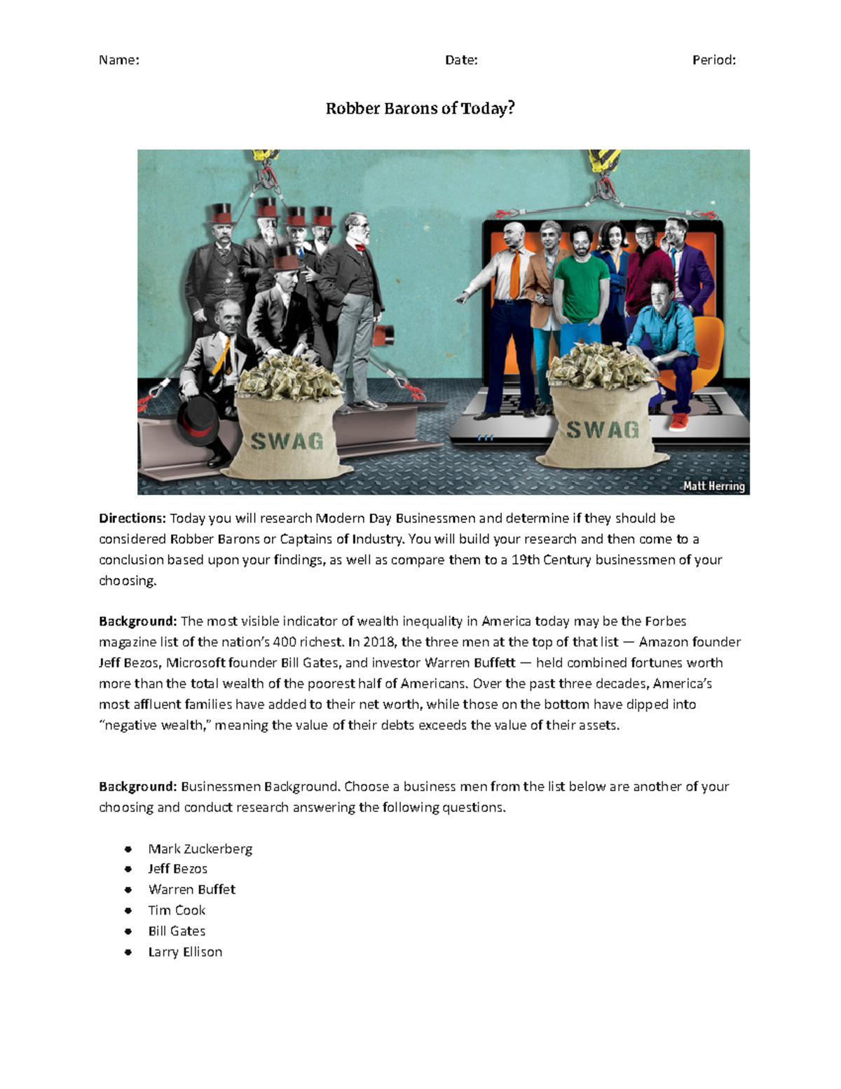 Present Day Robber Barons or Captains of Industry - Google Docs ...