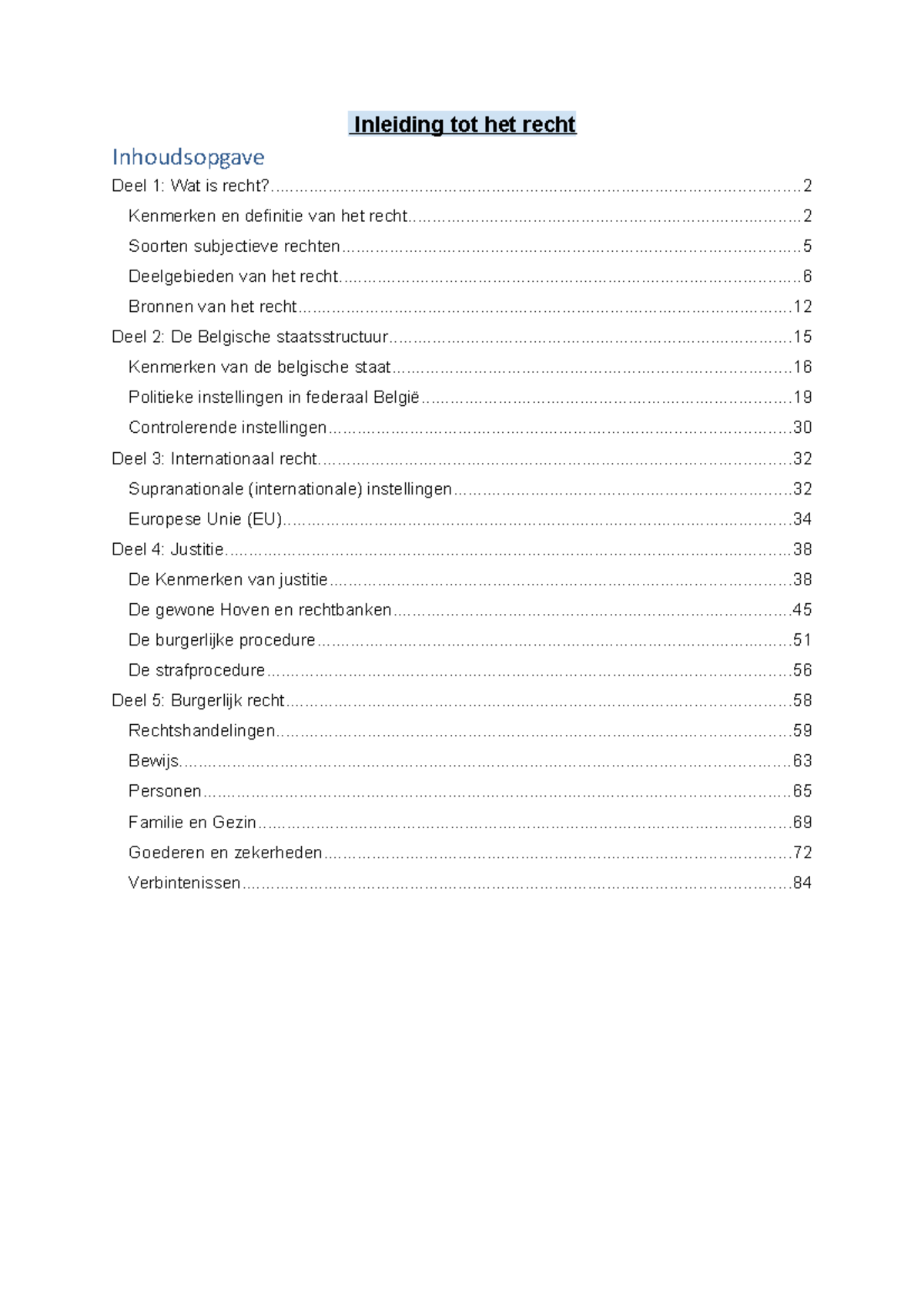 Inleiding tot het recht samenvatting - Inleiding tot het recht Deel 1 ...