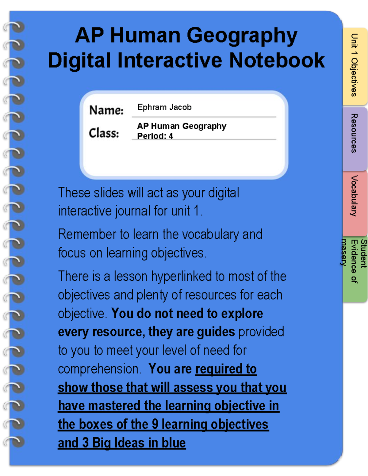 CEphram Jacob - 1- Interactive Digital Notebook Template - maseryEvidence ofStudent Vocabulary ...