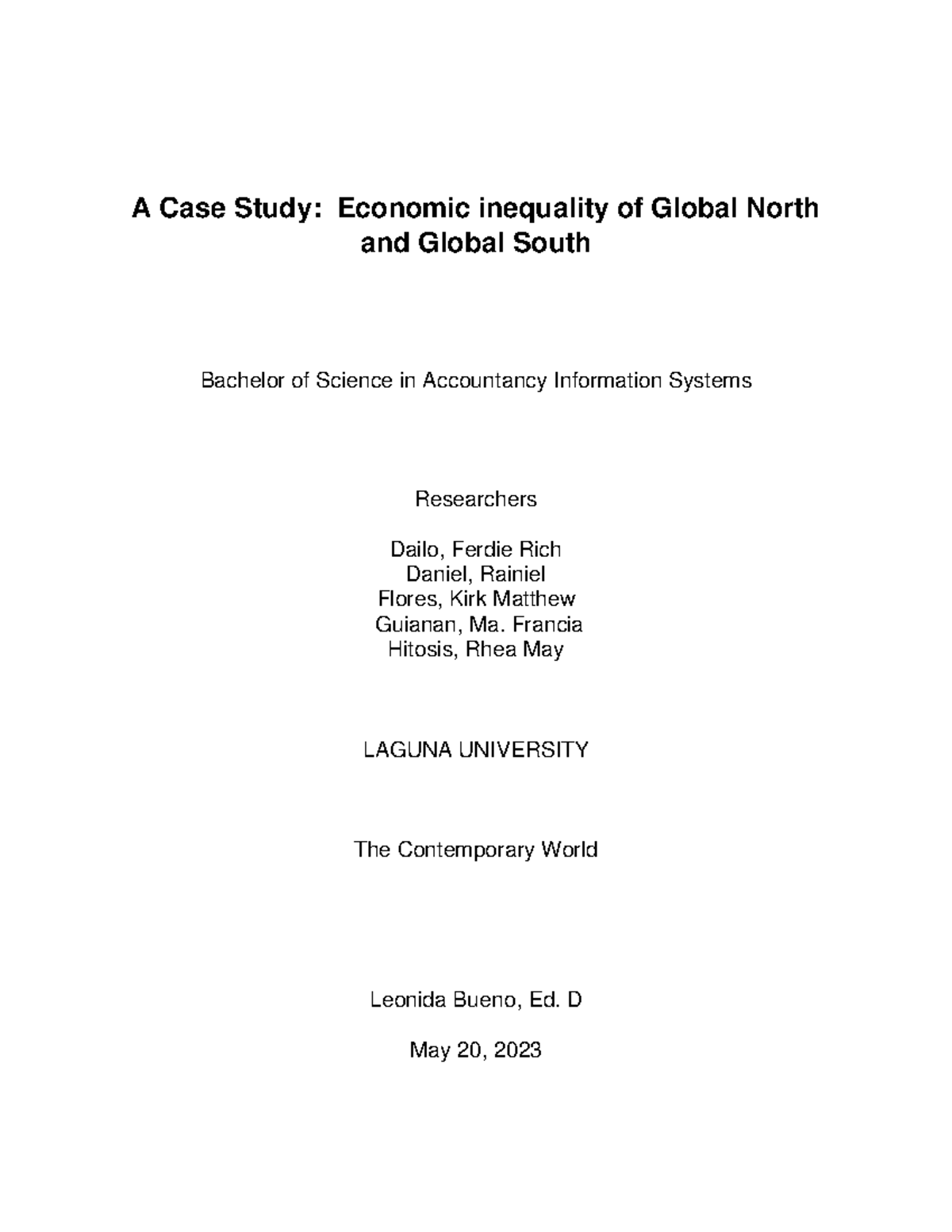 A-Case-Study - EXAMPLE - A Case Study: Economic inequality of Global ...