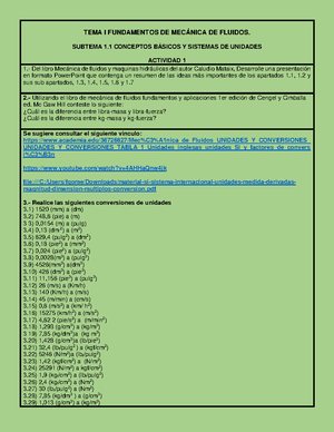 Actividad 7 - TEMA 3 LEYES Y PRINCIPIOS BÁSICOS PARA ANÁLISIS DE FLUJO DE FLUIDOS SUBTEMA 3 ...