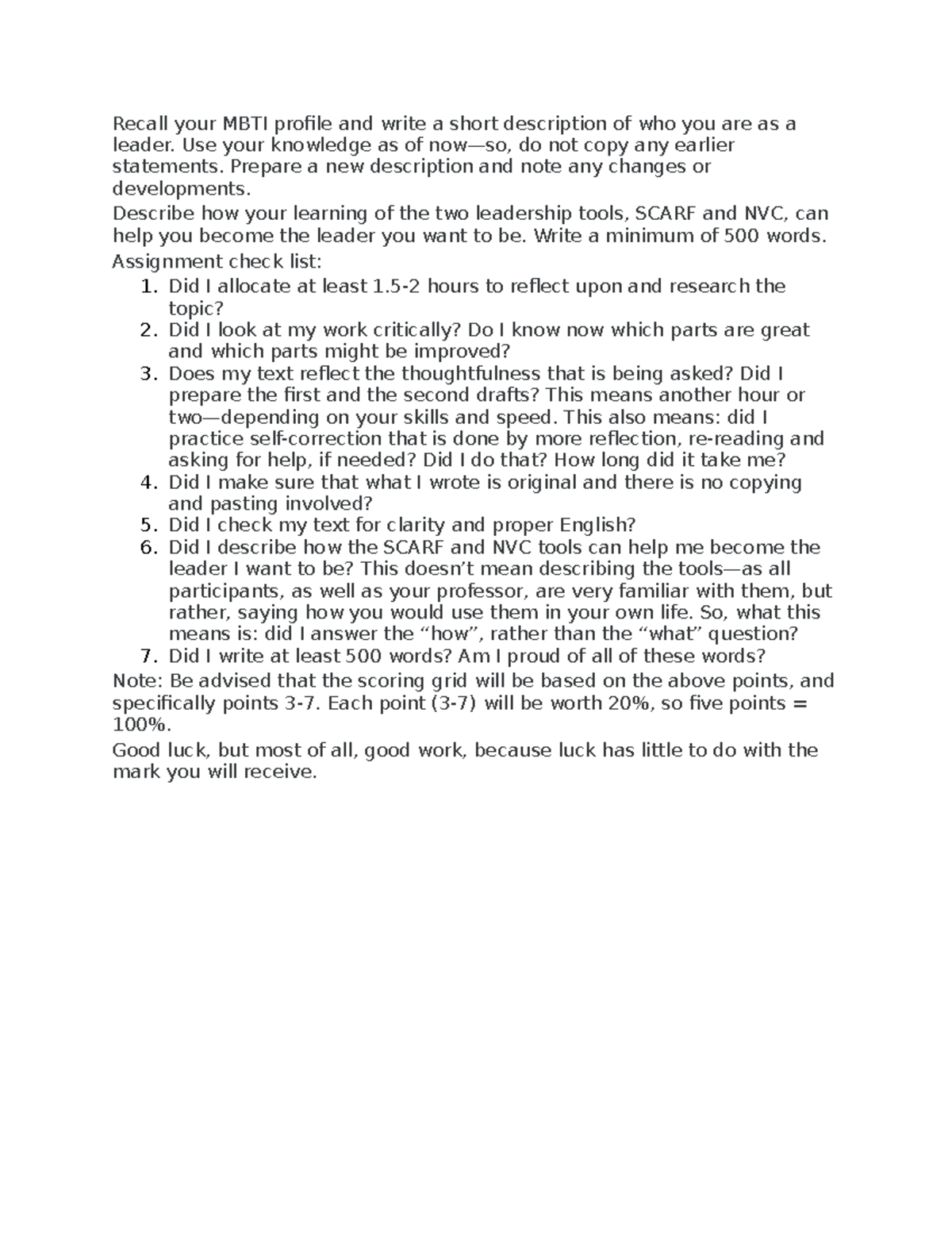 Unit 5 Written Assignment - Emotional Intelligence - Recall your MBTI ...