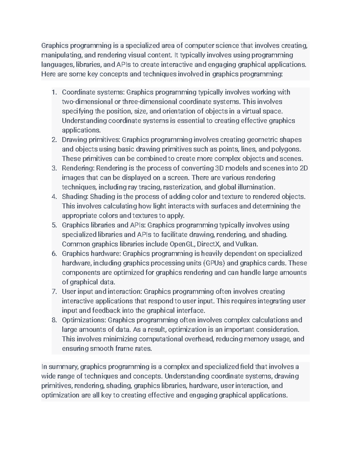 Graphics Programming It Typically Involves Using Programming Languages Libraries And Apis To 