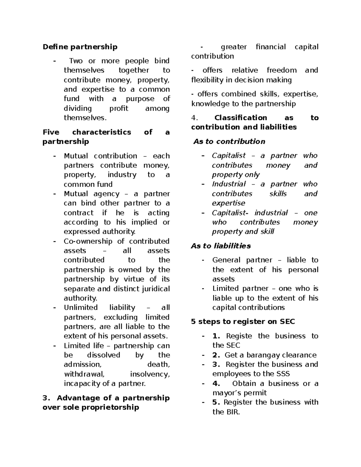 Parcor 1 - fundamentals of partnership and corporation - Define ...