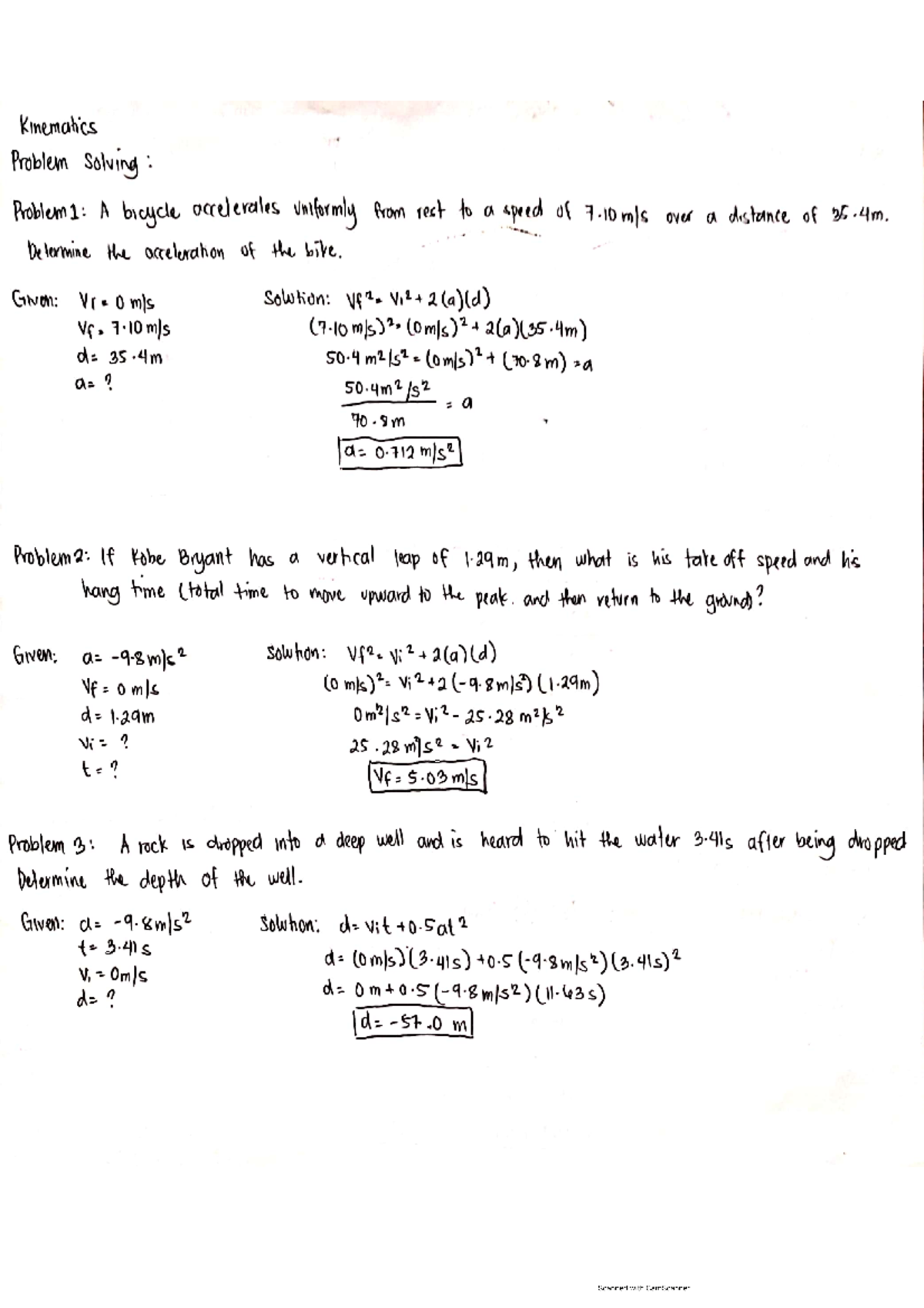 Problem Solving IN Kinematics Basbas 2 - Physics for Engineers - Studocu