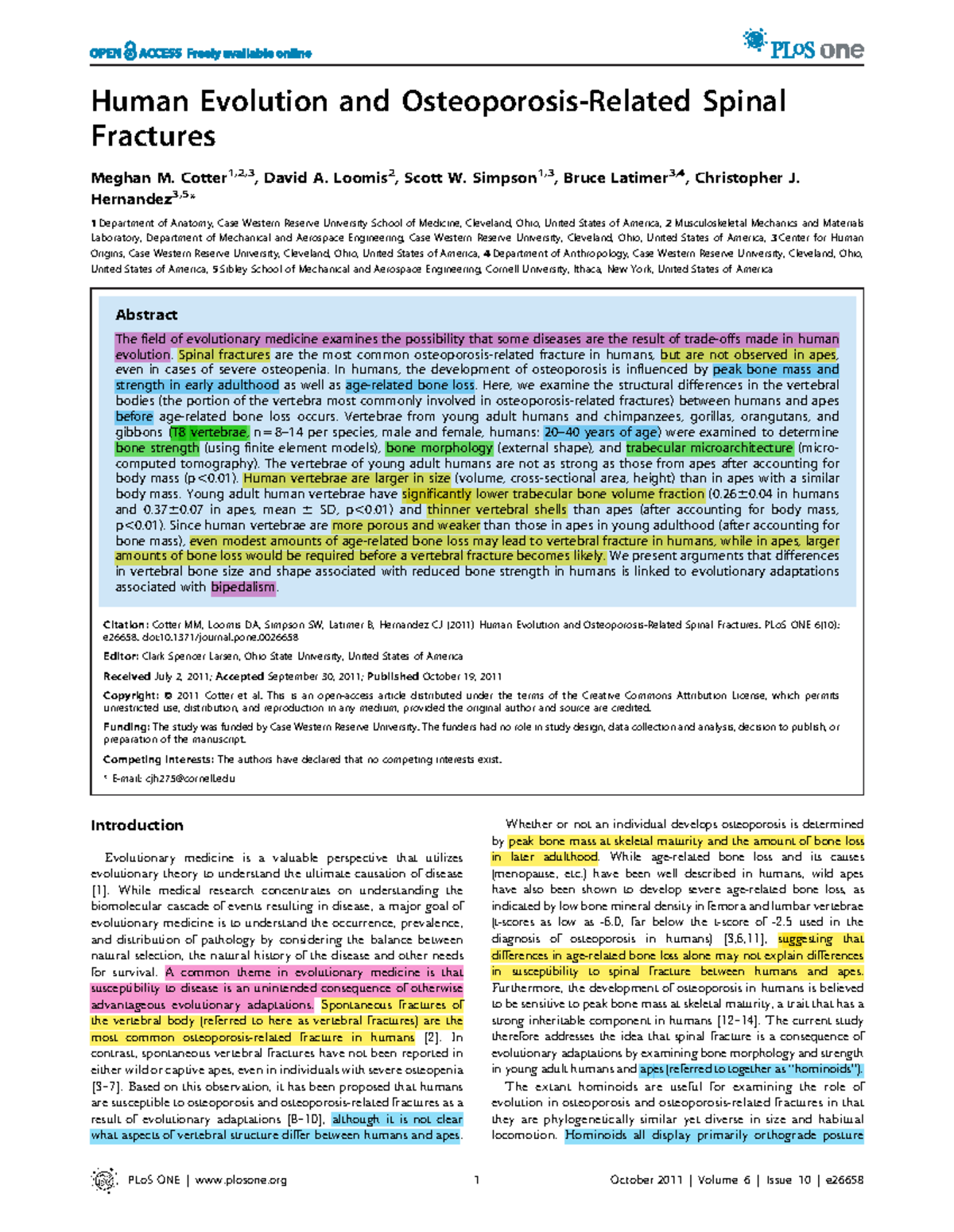 Human Evolution and Osteoporosis-Related Spinal - Human Evolution and ...