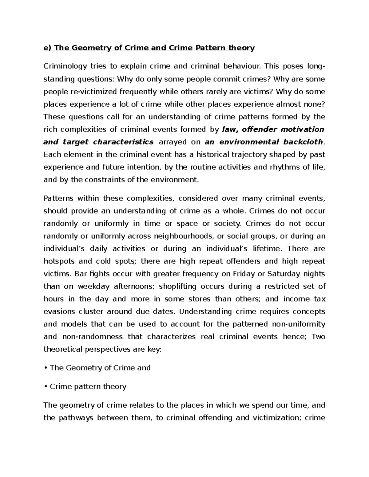 THE Geometry OF Crime AND Crime Pattern Theory - e) The Geometry of ...