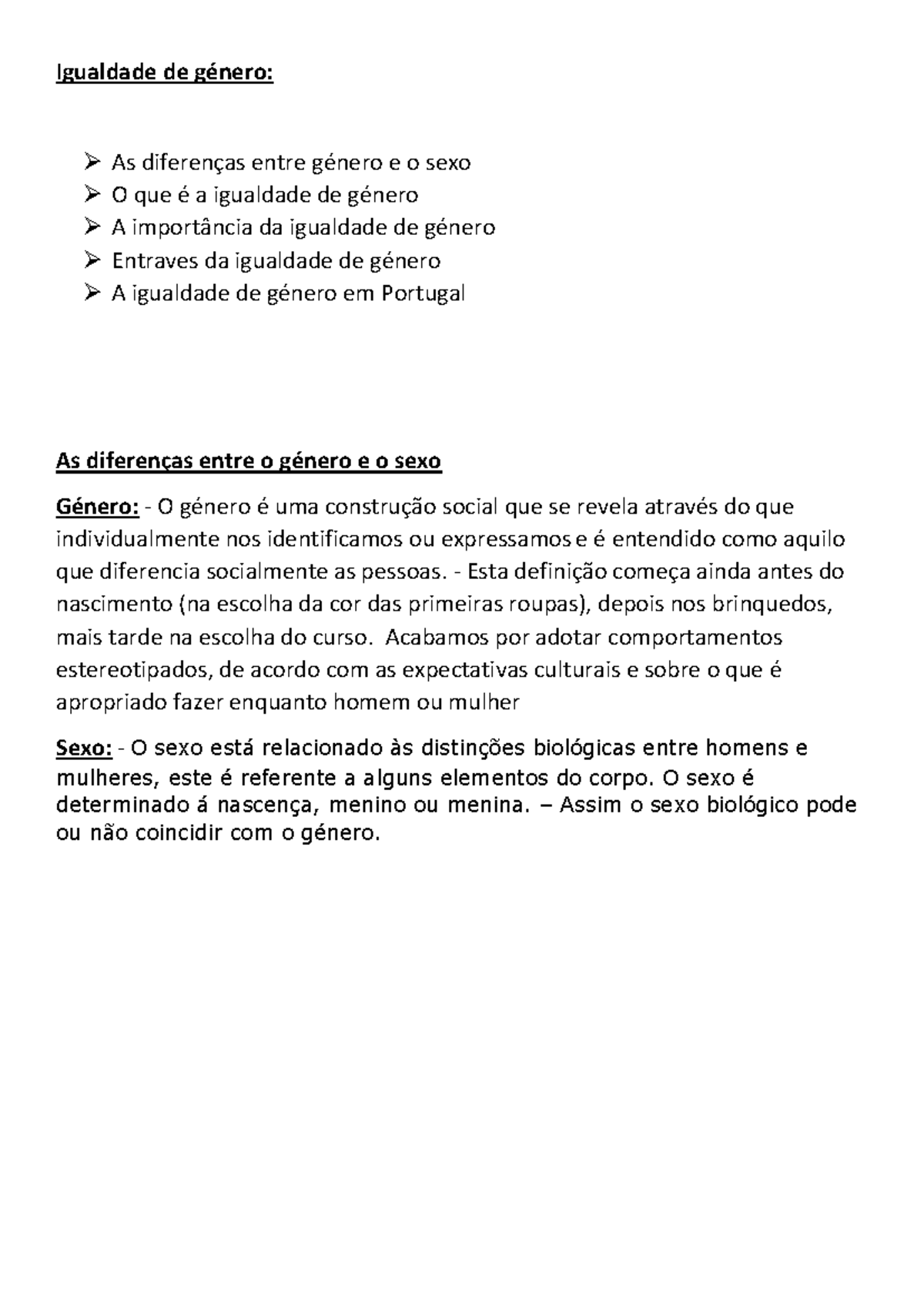 Igualdade de género word oficial - Igualdade de género: As diferenças ...