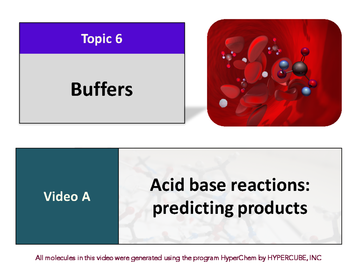 Topic 6 - Buffers - Topic 6 Buffers Acid base reactions: predicting ...