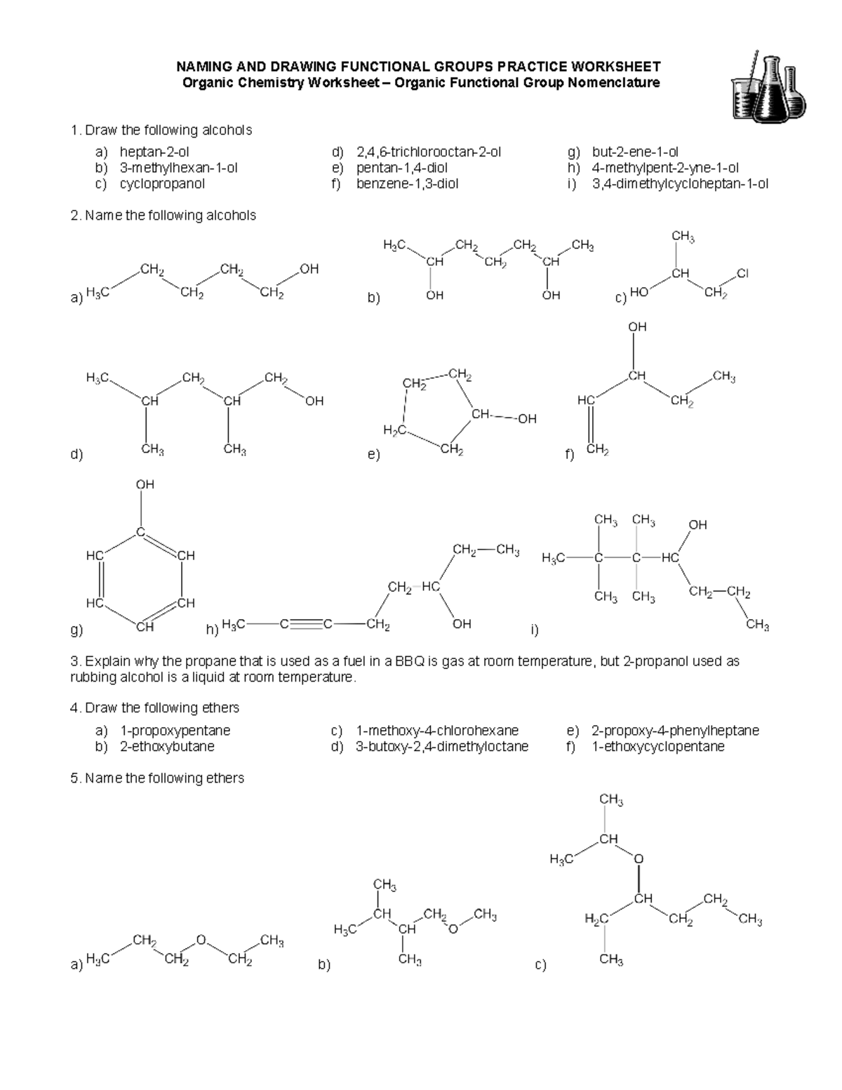 Naming-drawing-organic - NAMING AND DRAWING FUNCTIONAL GROUPS PRACTICE ...
