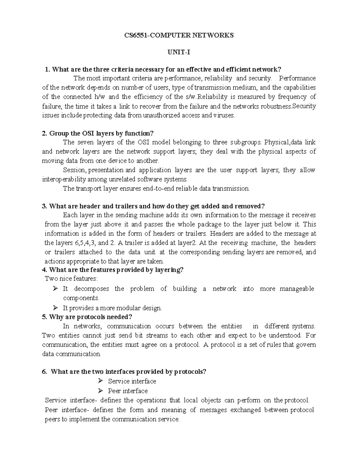 Computer Networks 2 mark - CS 6551 - COMPUTER NETWORKS UNIT-I What are ...