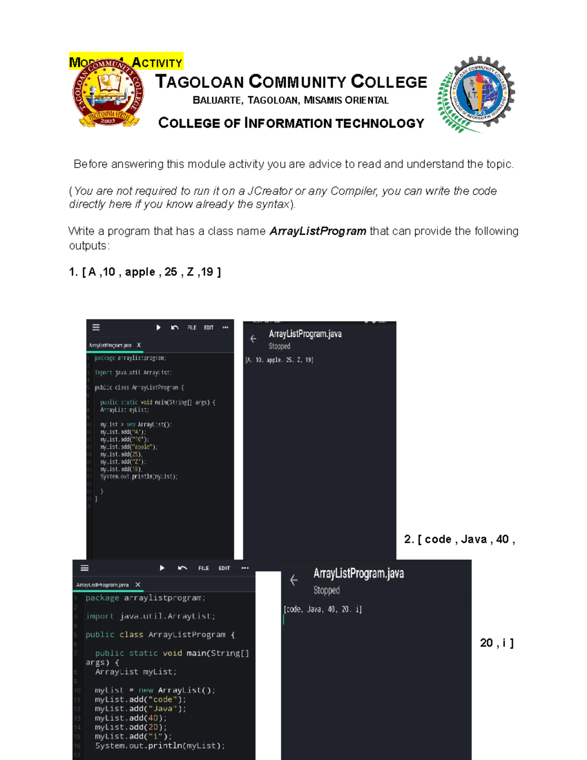 Module 4 Activity Eniola - MODULE4_ACTIVITY TAGOLOAN COMMUNITY COLLEGE BALUARTE, TAGOLOAN ...