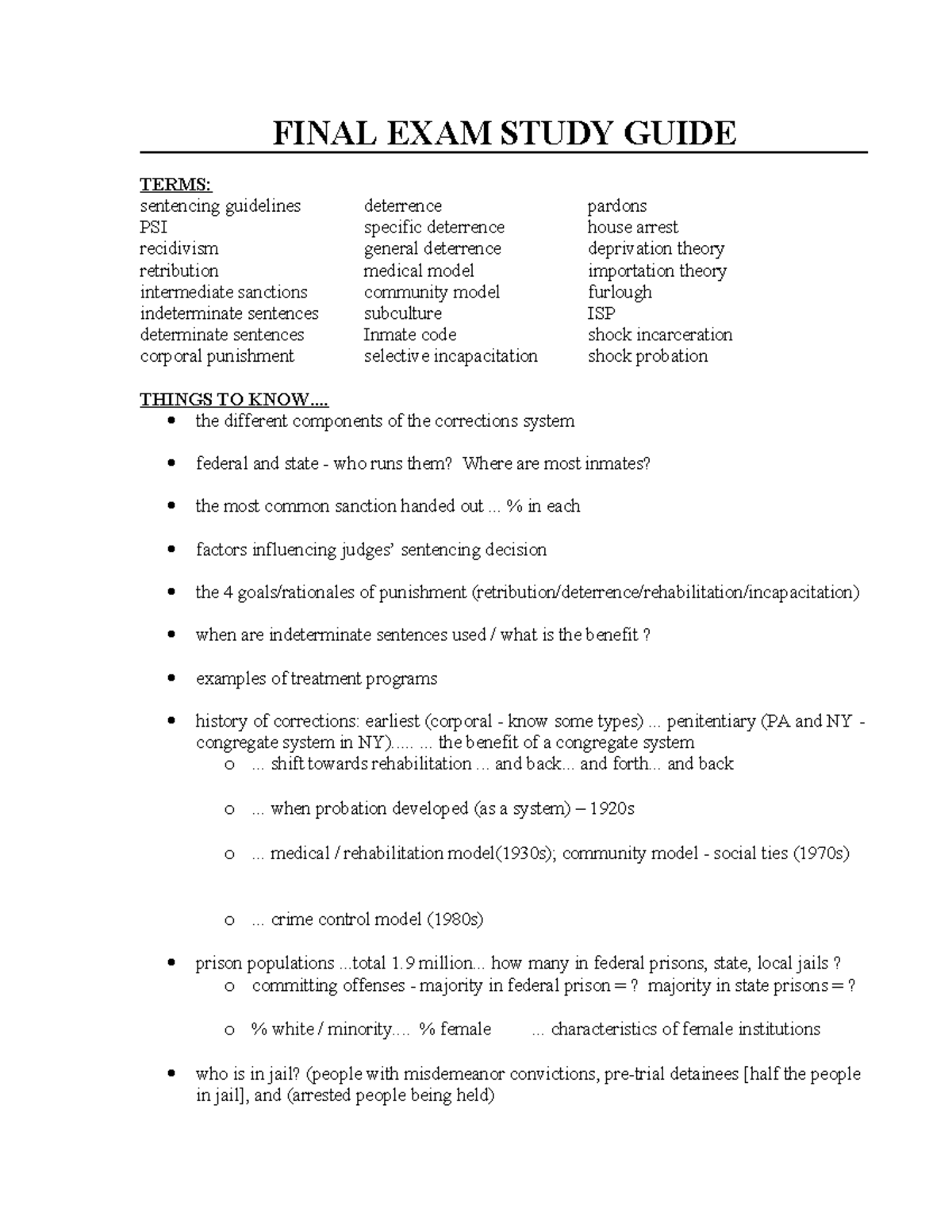 Exam 4 Study Guide - Final Exam-Chapters 9-13 - FINAL EXAM STUDY GUIDE ...