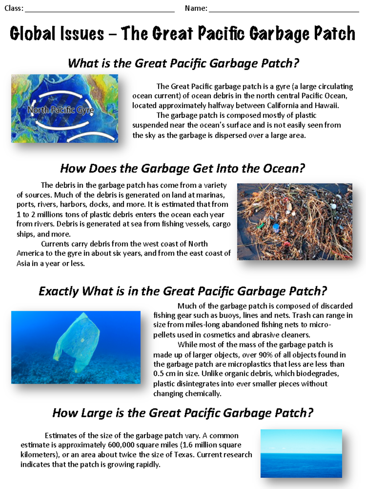 The Great Pacific Garbage Patch Global Issues Ocean Pollution - Global ...