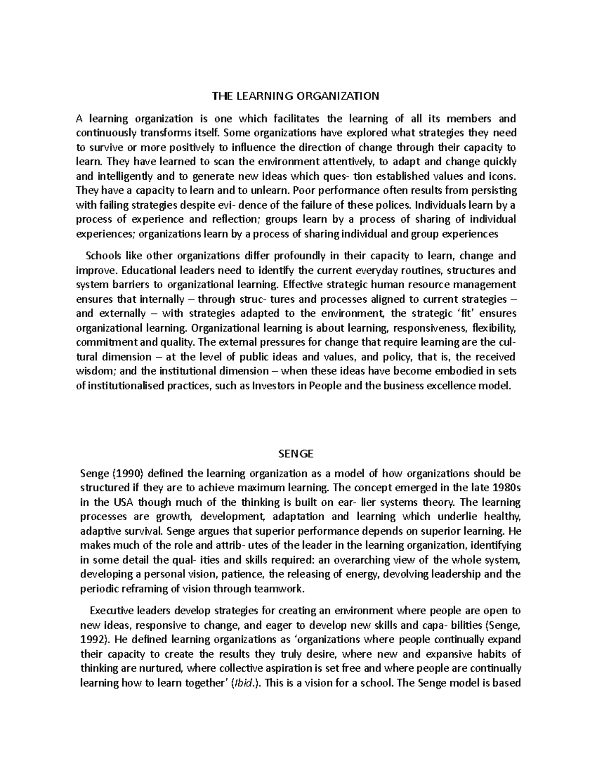 THE Learning Organization - THE LEARNING ORGANIZATION A learning ...