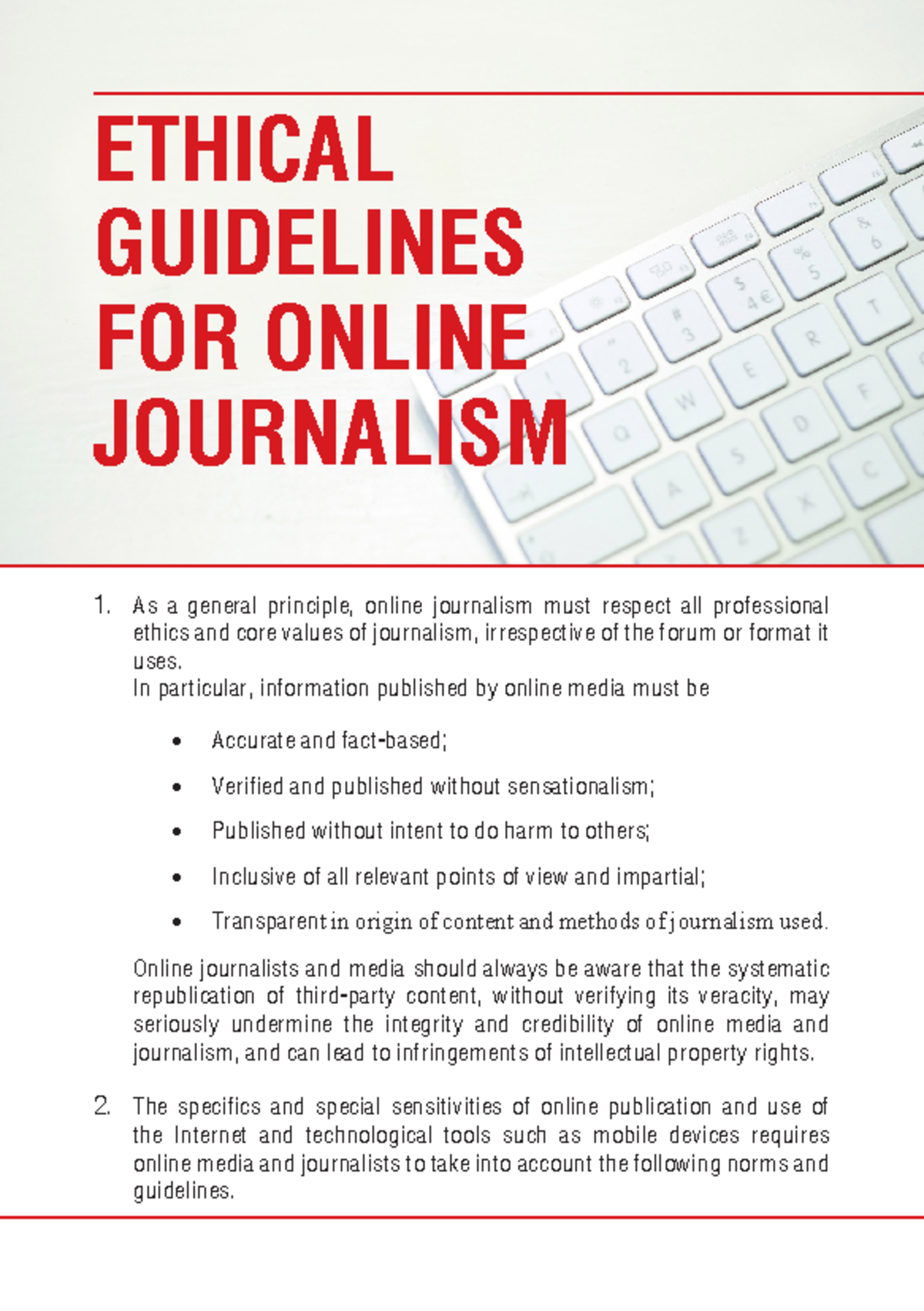 Ethical Guidelines FOR Online Journalism 7 - ETHICAL GUIDELINES FOR ...