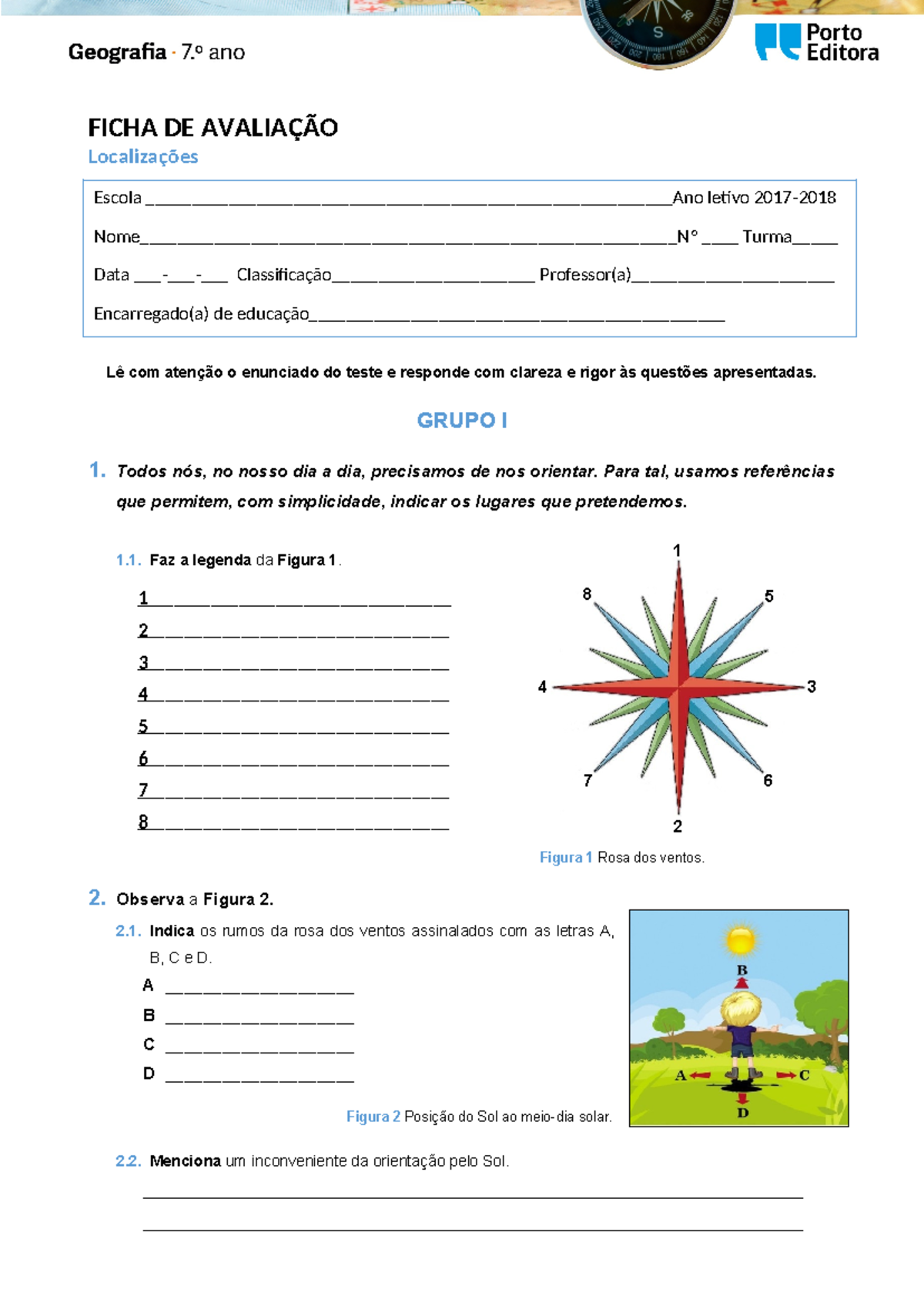 Ficha avaliacao 7 ano - não aplicavel - 1 2 4 5 7 6 8 Figura 2 Posição ...