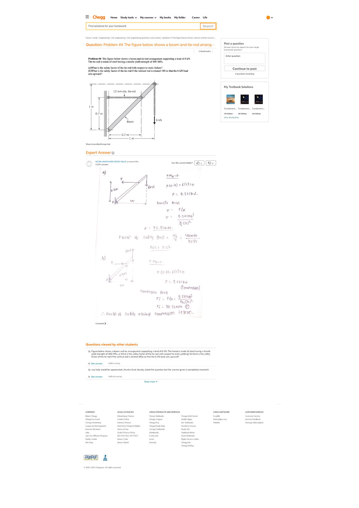 Problem #4 The Figure Below Shows A Boom And Tie-r... Chegg - COMPANY ...