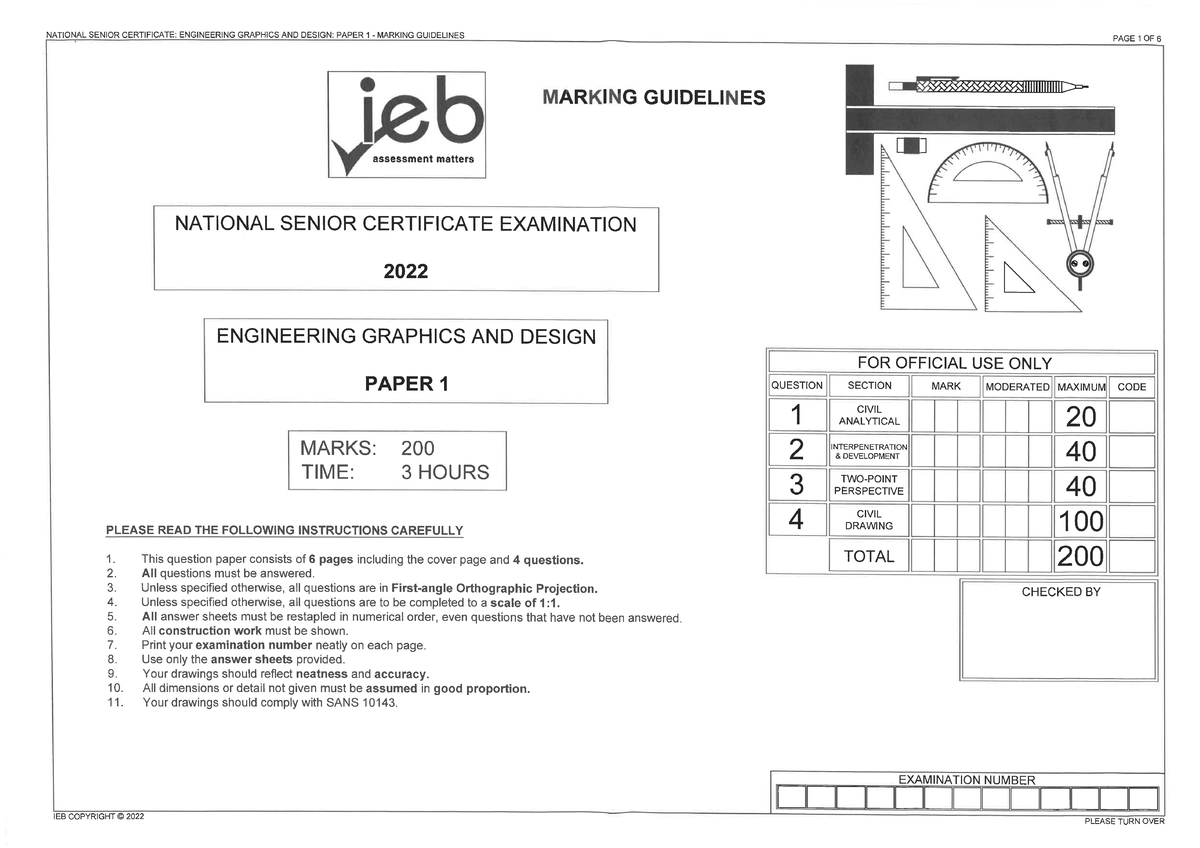 EGD P1 Memo - Exam - NATIONAL SENIOR CERTIFICATE: ENGINEERING GRAPHICS ...