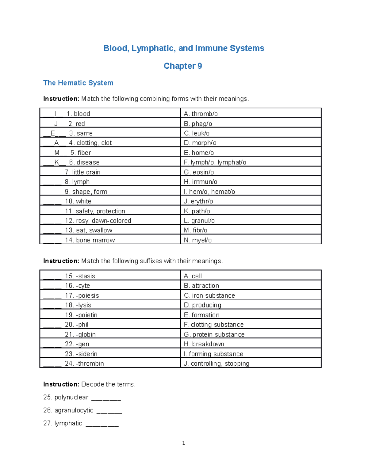 AHP105 Wk3 Assignment - SUMMARY - Blood, Lymphatic, and Immune Systems ...