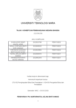 CTU101 1ST - JNEHJNKJDENFI4 - Rumusan penciptaan Nabi Adam. Hadis 1 ...
