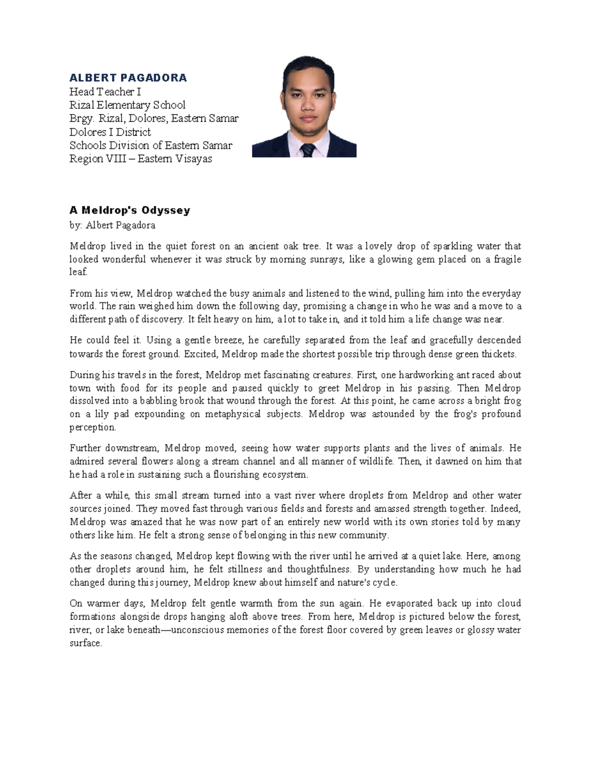 A Meldrop's Odyssey by Albert Pagadora - ALBERT PAGADORA Head Teacher I ...