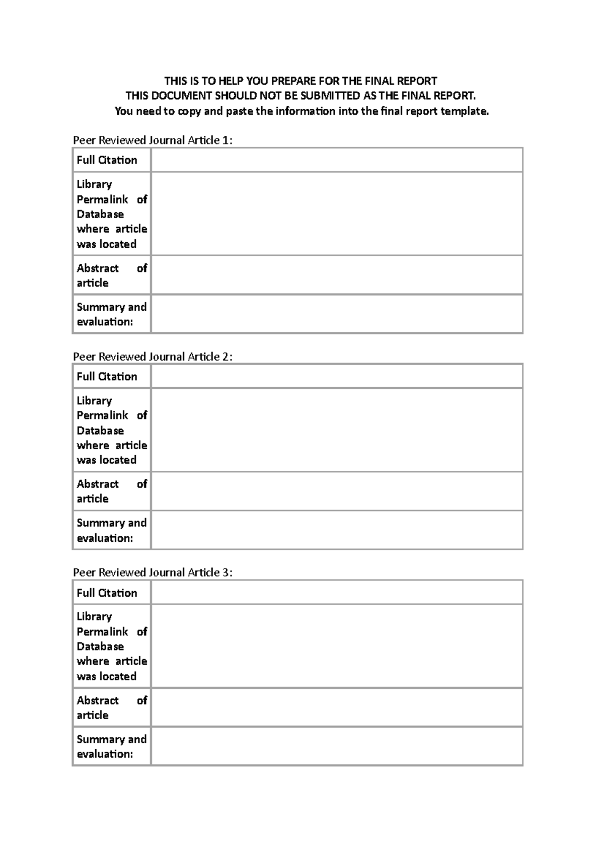 Annotated bibliography tables - THIS IS TO HELP YOU PREPARE FOR THE ...