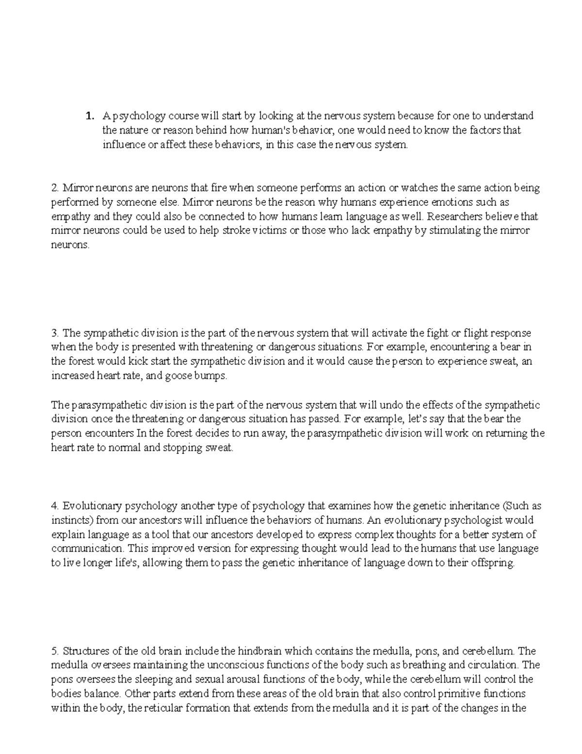 Ch. 2 Worksheet - A psychology course will start by looking at the ...