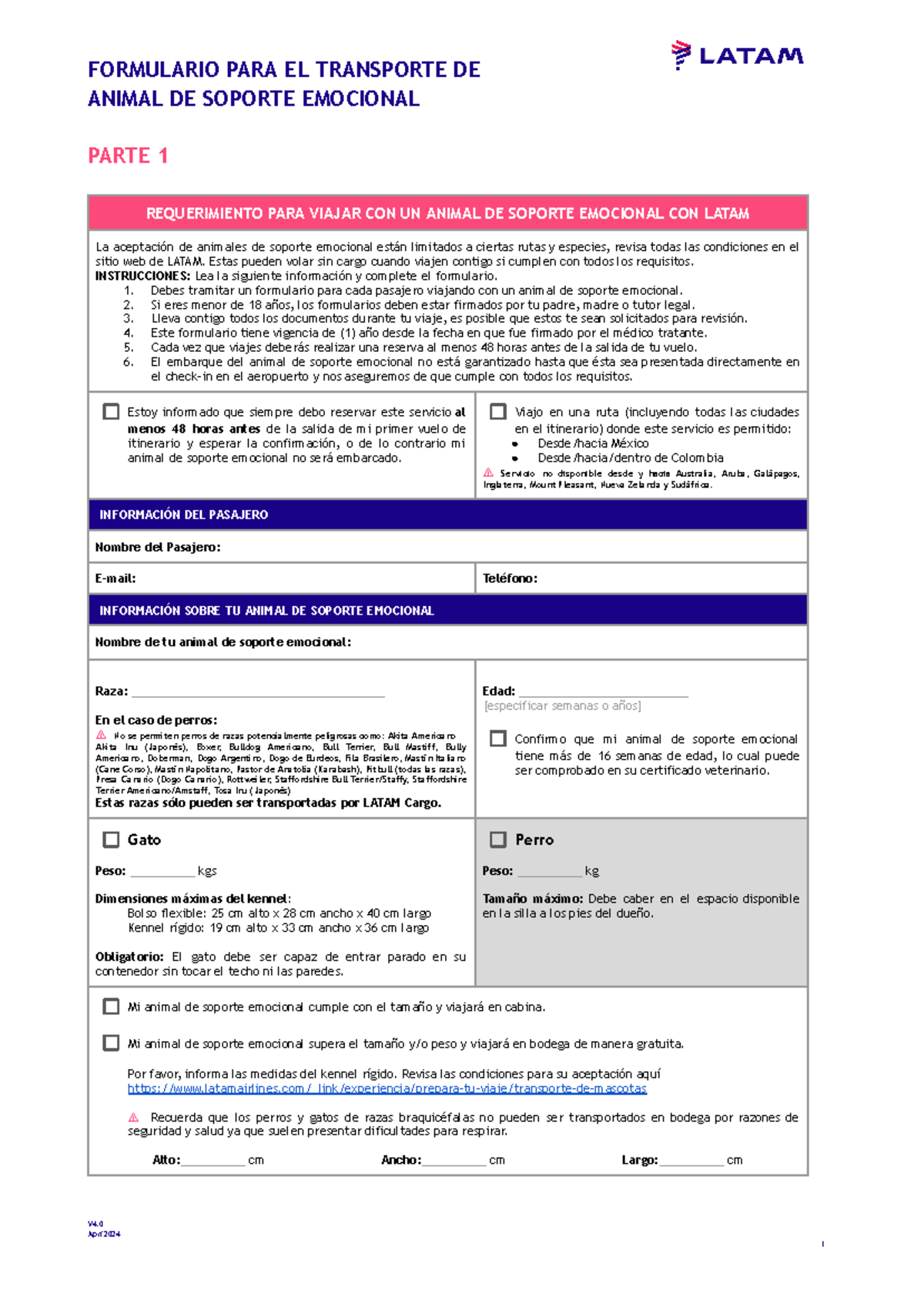 Esan-formulario-espanol - FORMULARIO PARA EL TRANSPORTE DE ANIMAL DE ...