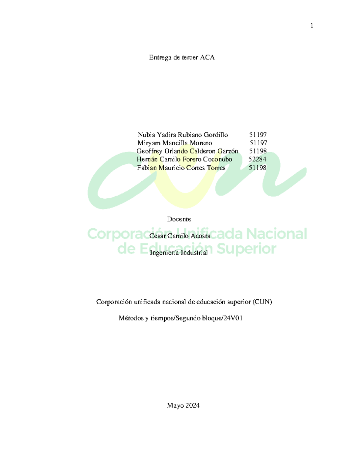 ACA 3 Metodos Y Tiempos - Entrega de tercer ACA Nubia Yadira Rubiano ...