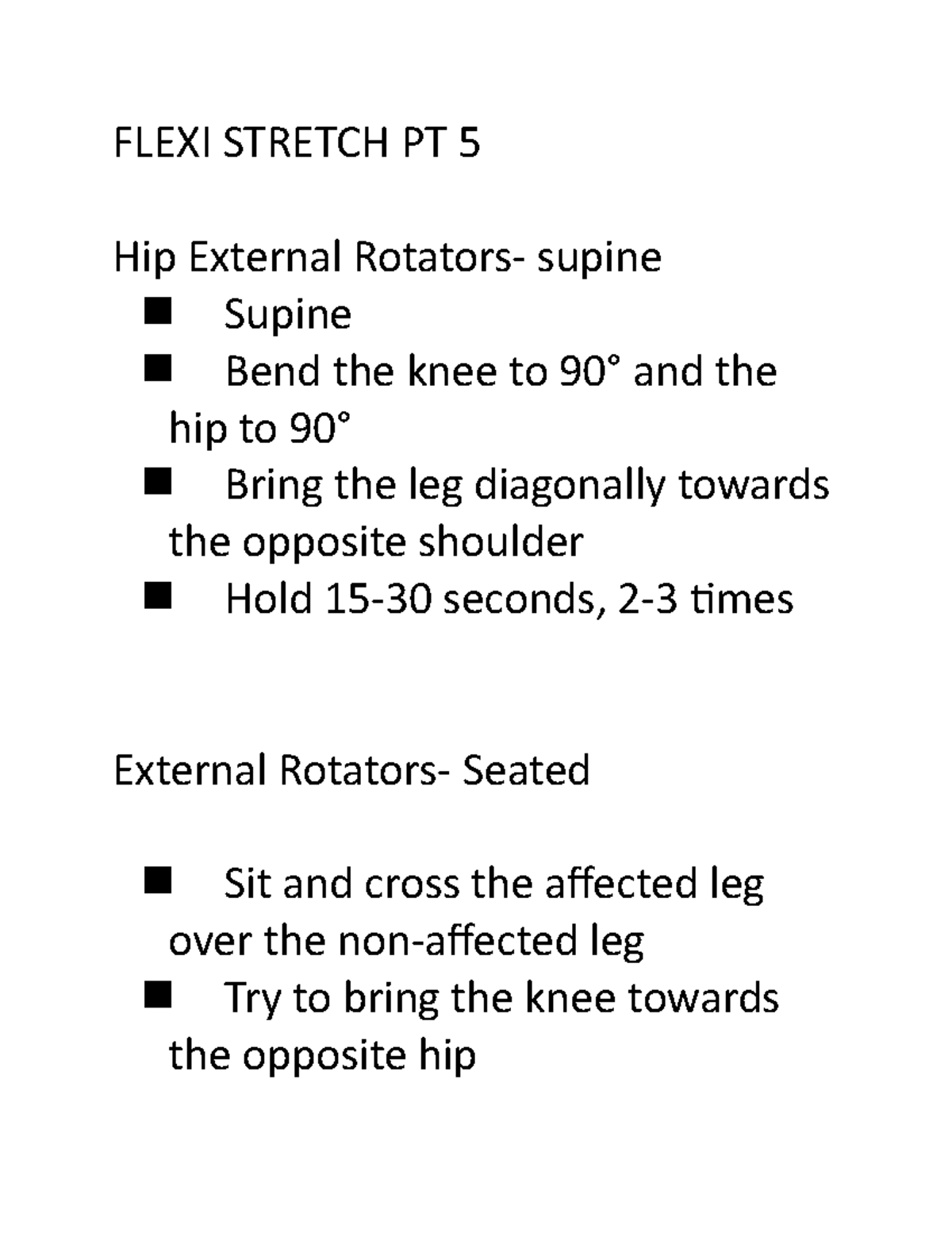 Flexi Stretch PT 5 - FLEXI STRETCH PT 5 Hip External Rotators- supine ...