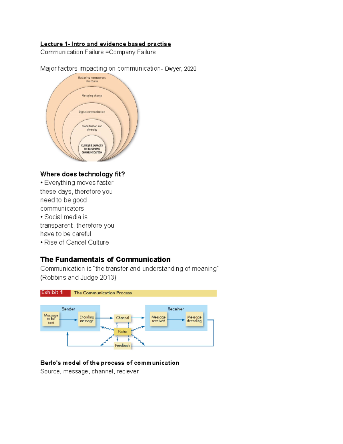 Communications in business summary - Lecture 1- Intro and evidence ...