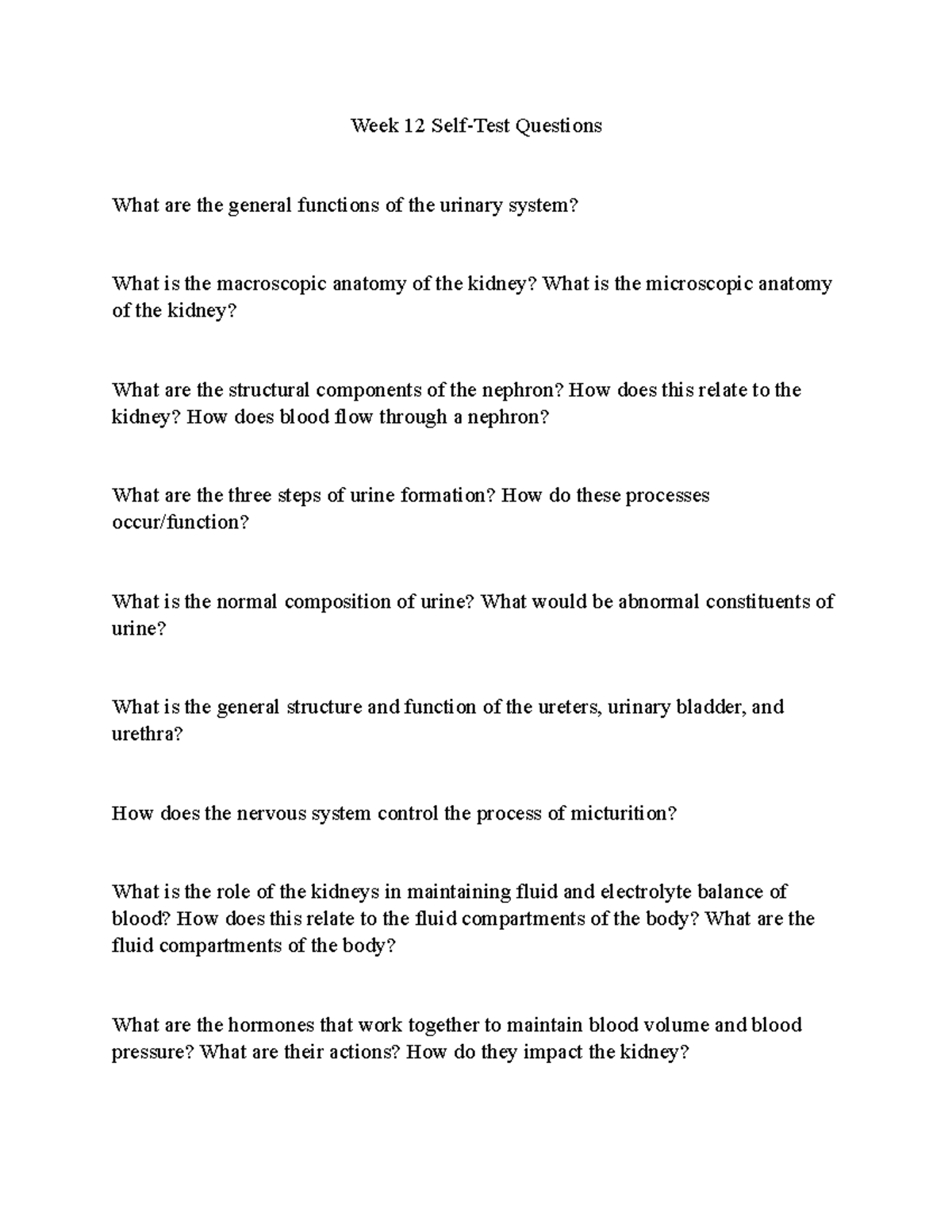 Week 12 Self or Group Test Questions - Week 12 Self-Test Questions What ...