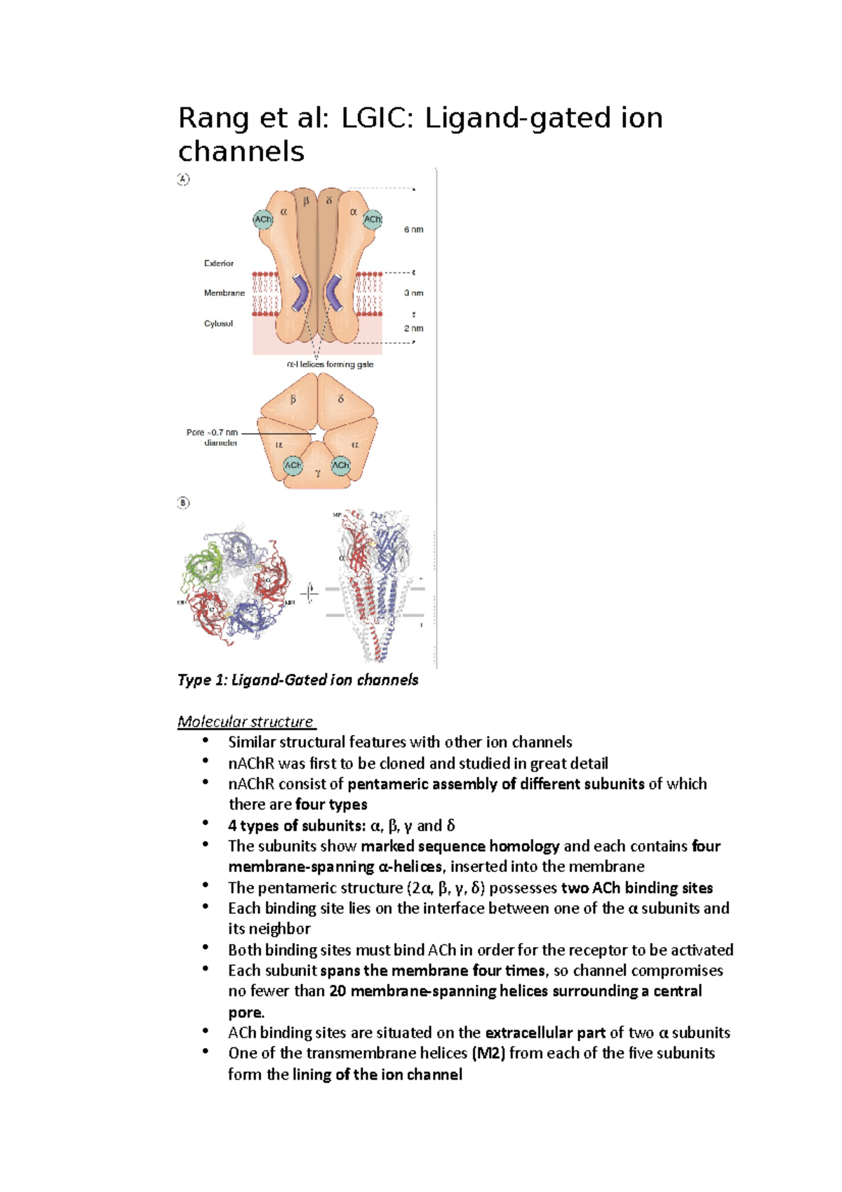 Rang et al LGIC- Ligand-gated ion channels summary - Rang et al: LGIC ...