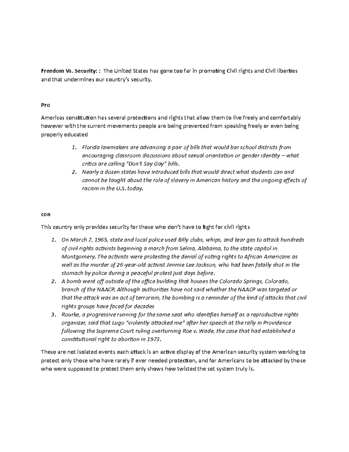 exam 2 study guide - Freedom Vs. Security: : The United States has gone ...