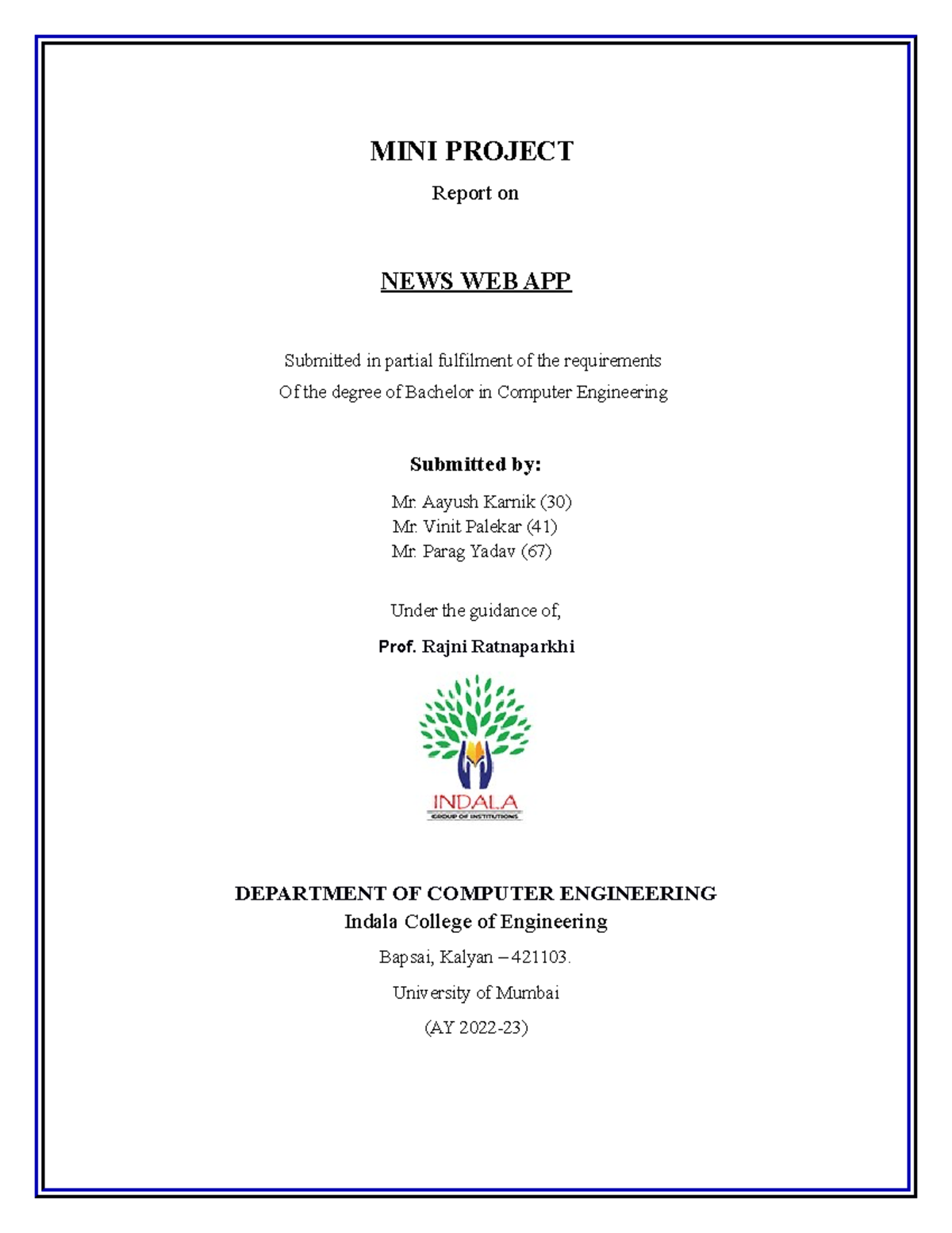 New srs (Repaired) - MINI PROJECT Report on NEWS WEB APP Submitted in ...