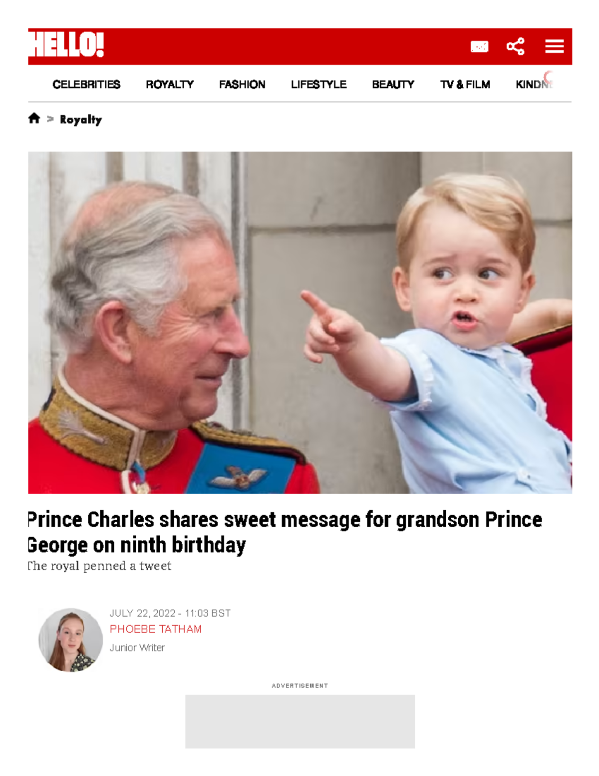 Prince Charles shares sweet message for grandson Prince George on ninth ...