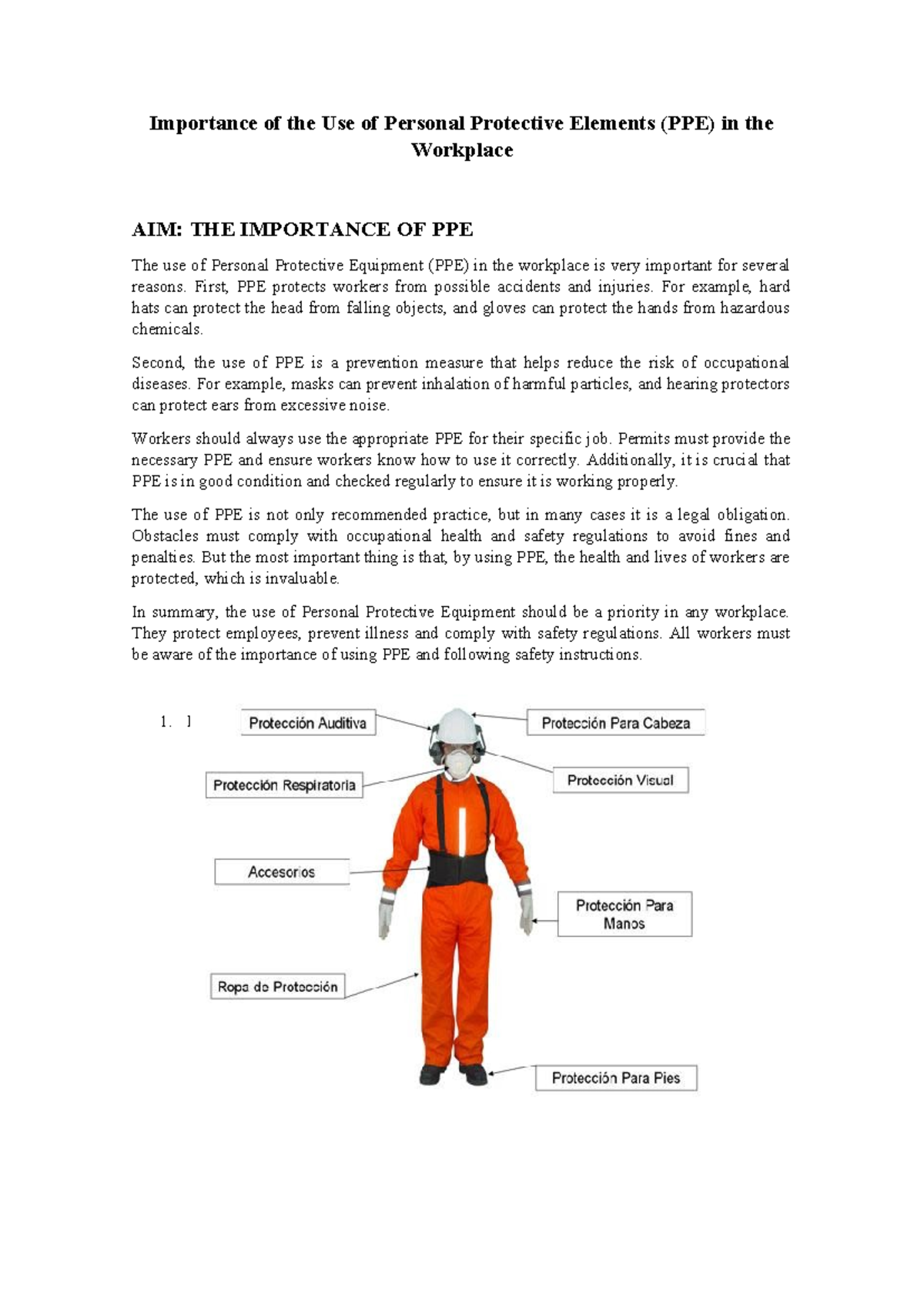 Importance of the Use of Personal Protective Elements - First, PPE ...