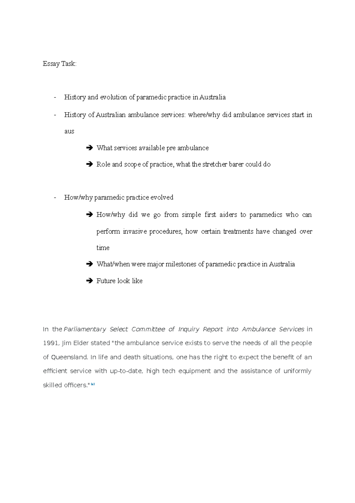 Patient Management Plan - Essay Task: History and evolution of ...