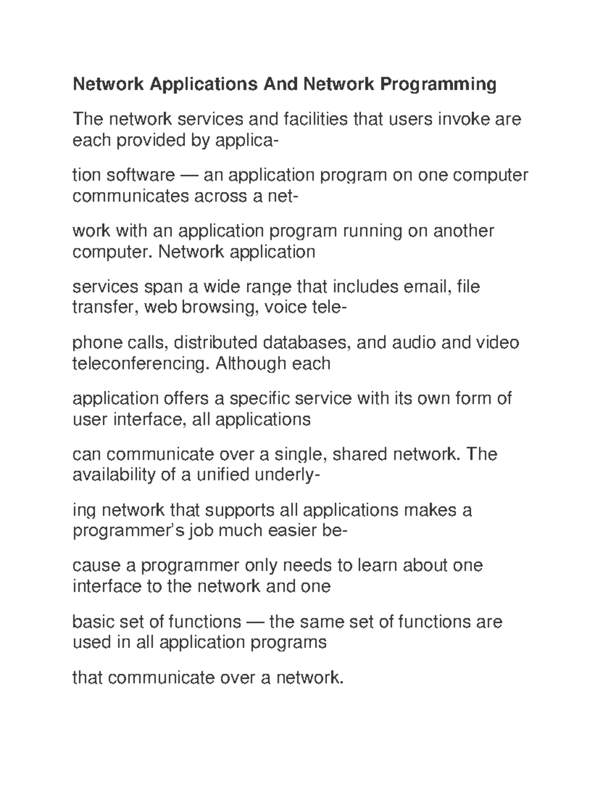 Computer Science Network Applications And Network Programming